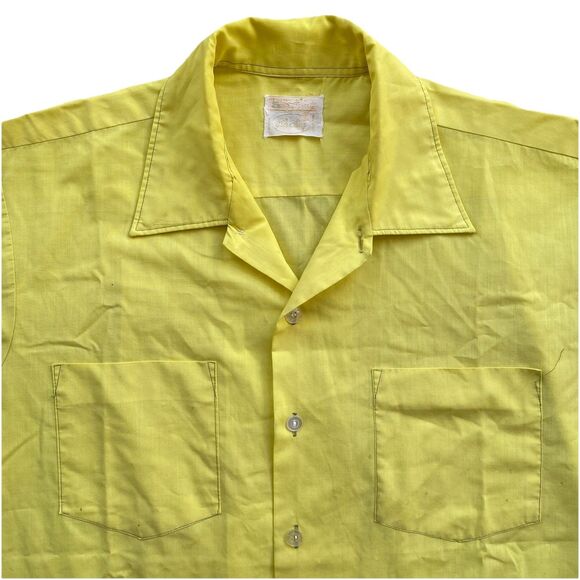 Fleetline | Shirts | Vintage 6s Highlighter Yellow Button Front Shirt ...